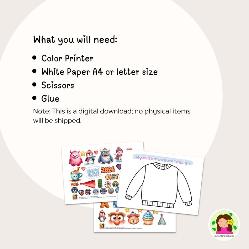 Winter Cut and Paste Paper Craft for Kids: Design a Winter Sweater ...