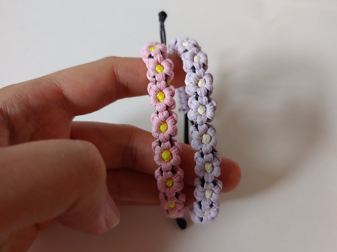 2PCS Adjustable Flower Pattern Bracelet (polyester Material/handmade ...