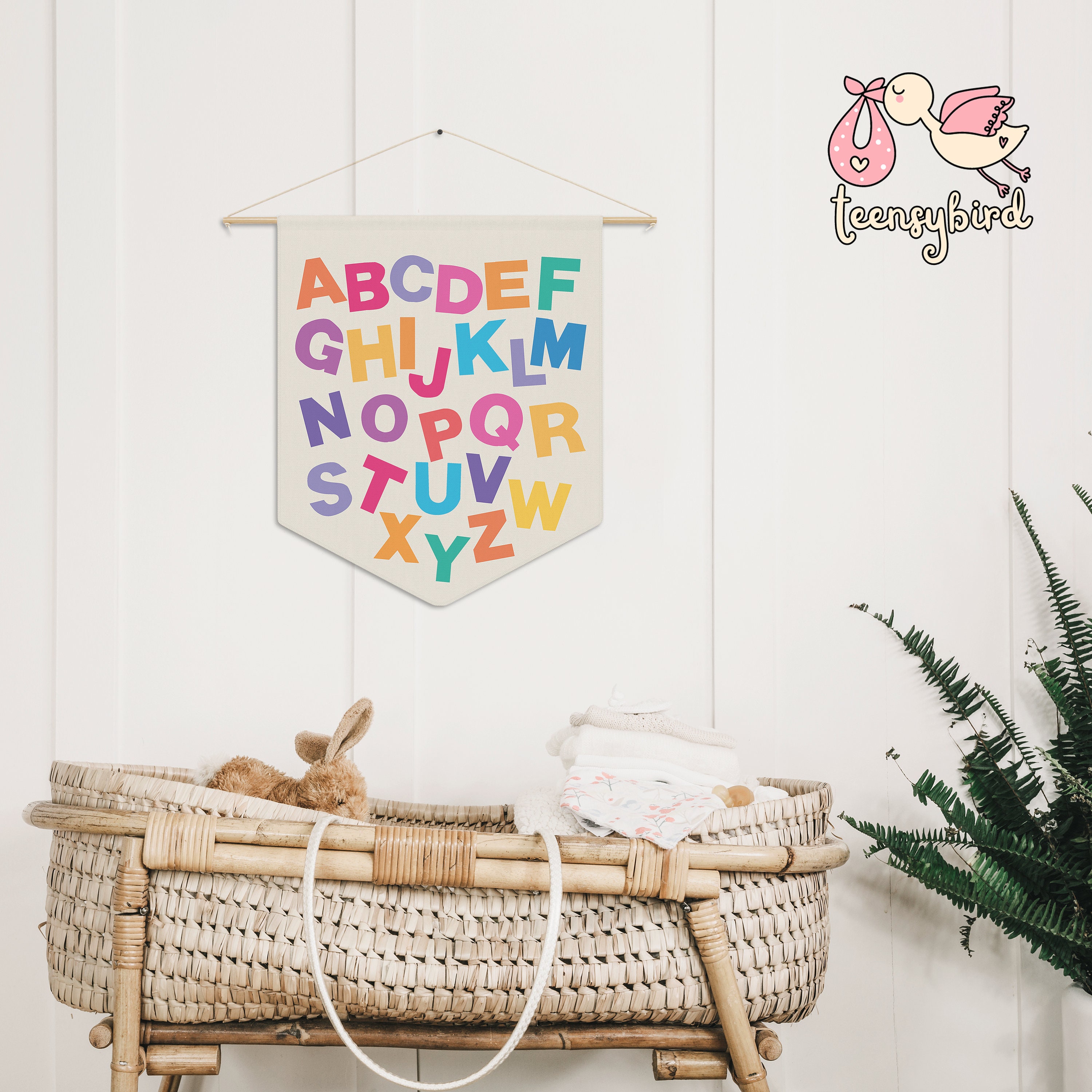 Colorful Alphabet Nursery Pennant, Nursery Wall Art, Bedroom Decor ...