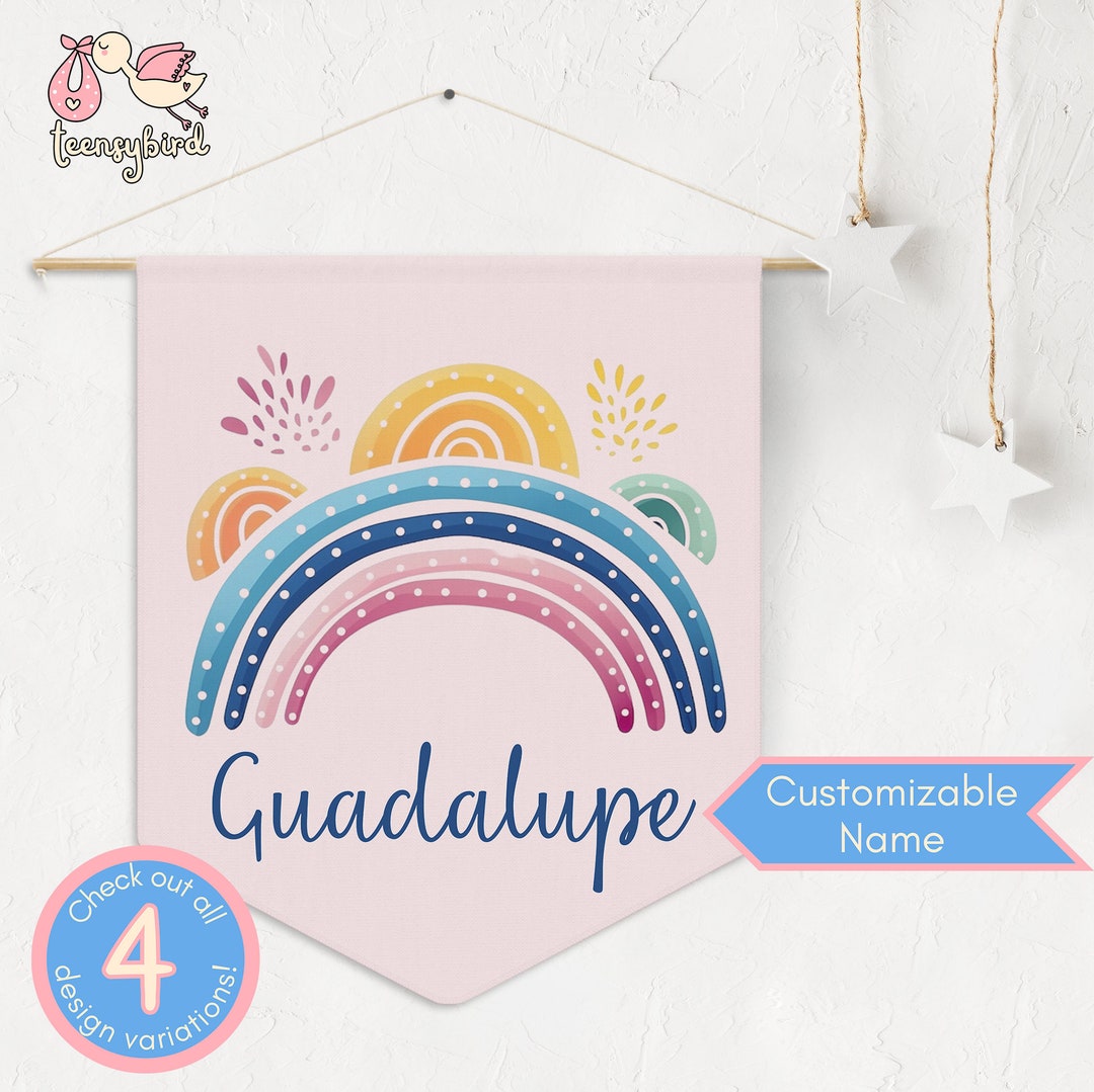 Custom Boho Rainbow Pennant, Nursery Wall Art, Bedroom Decor, Custom ...