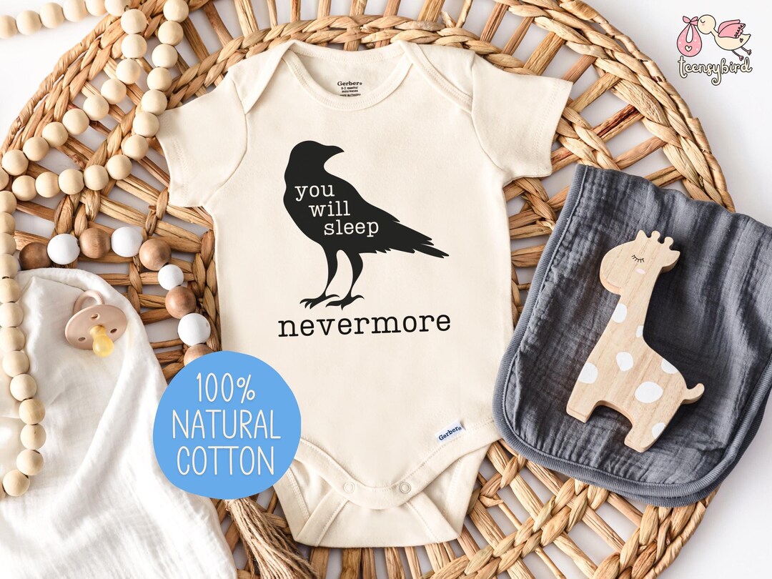 Sleep Nevermore Onesie®, Edgar Allan Poe Baby Bodysuit, Natural Cotton ...