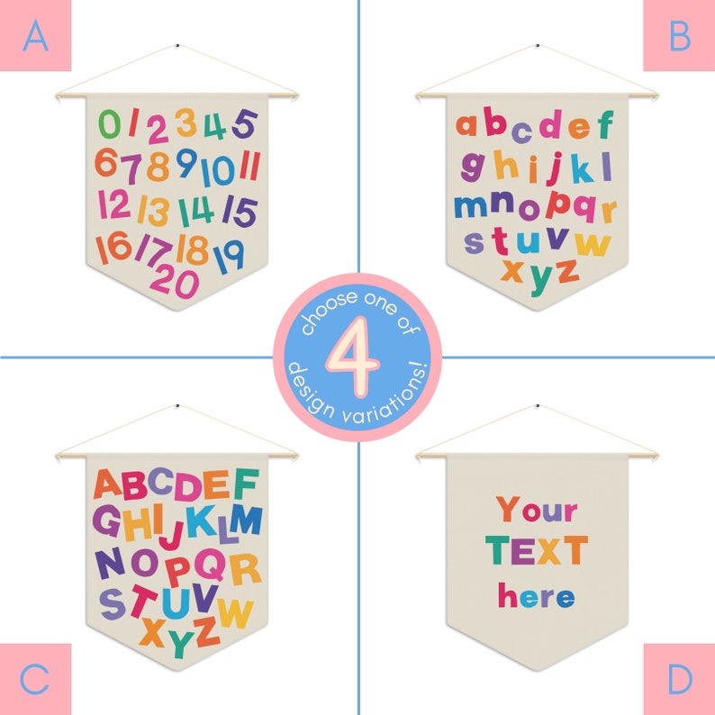 Colorful Numbers Nursery Pennant, Nursery Wall Art, Bedroom Decor, Baby ...