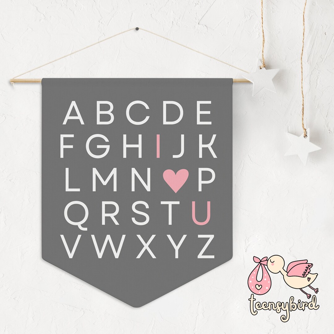 ABC I Love You Pennant, Nursery Wall Art, Bedroom Decor, Alphabet ...