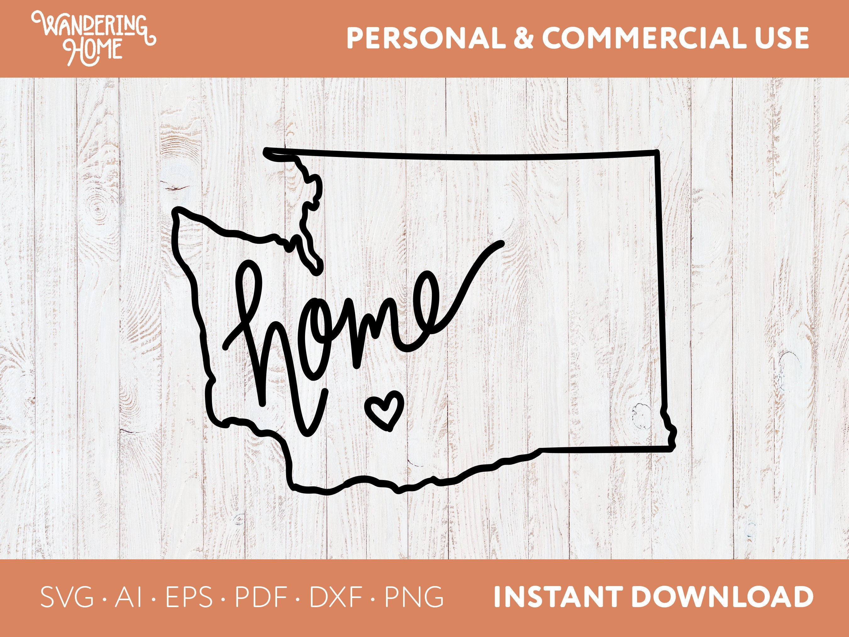 Washington SVG Hand Lettered Minimalist Washington State Outline Svg ...