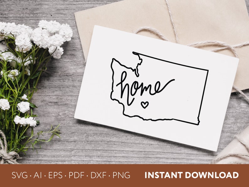 Washington SVG Hand Lettered Minimalist | Washington State Outline Svg ...