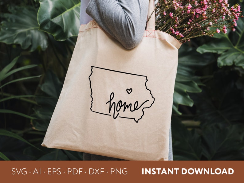 Iowa SVG Hand Lettered Minimalist Iowa State Outline Svg, Png, Eps, Dxf ...
