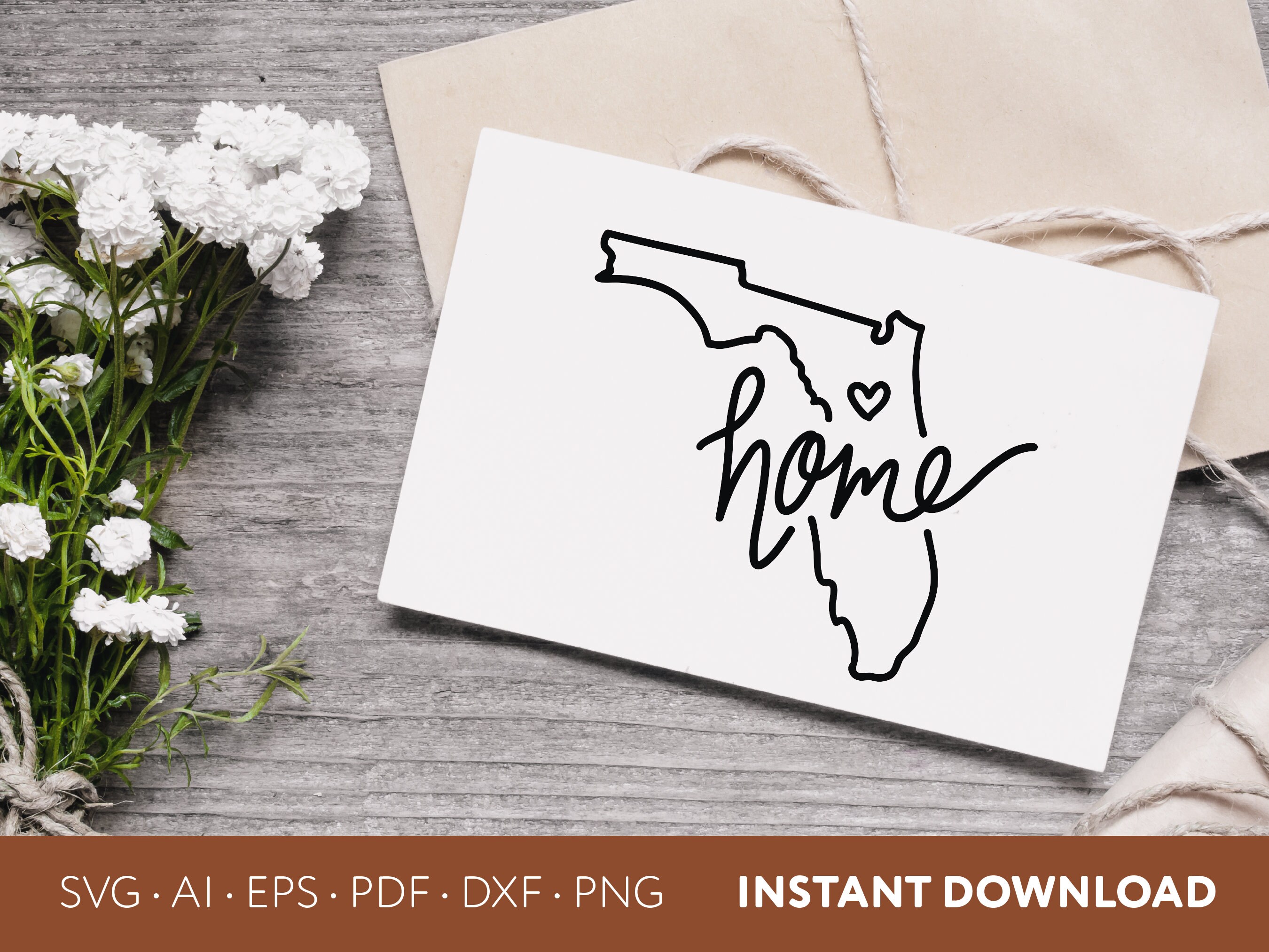 Florida SVG Hand Lettered Minimalist Florida State Outline - Etsy