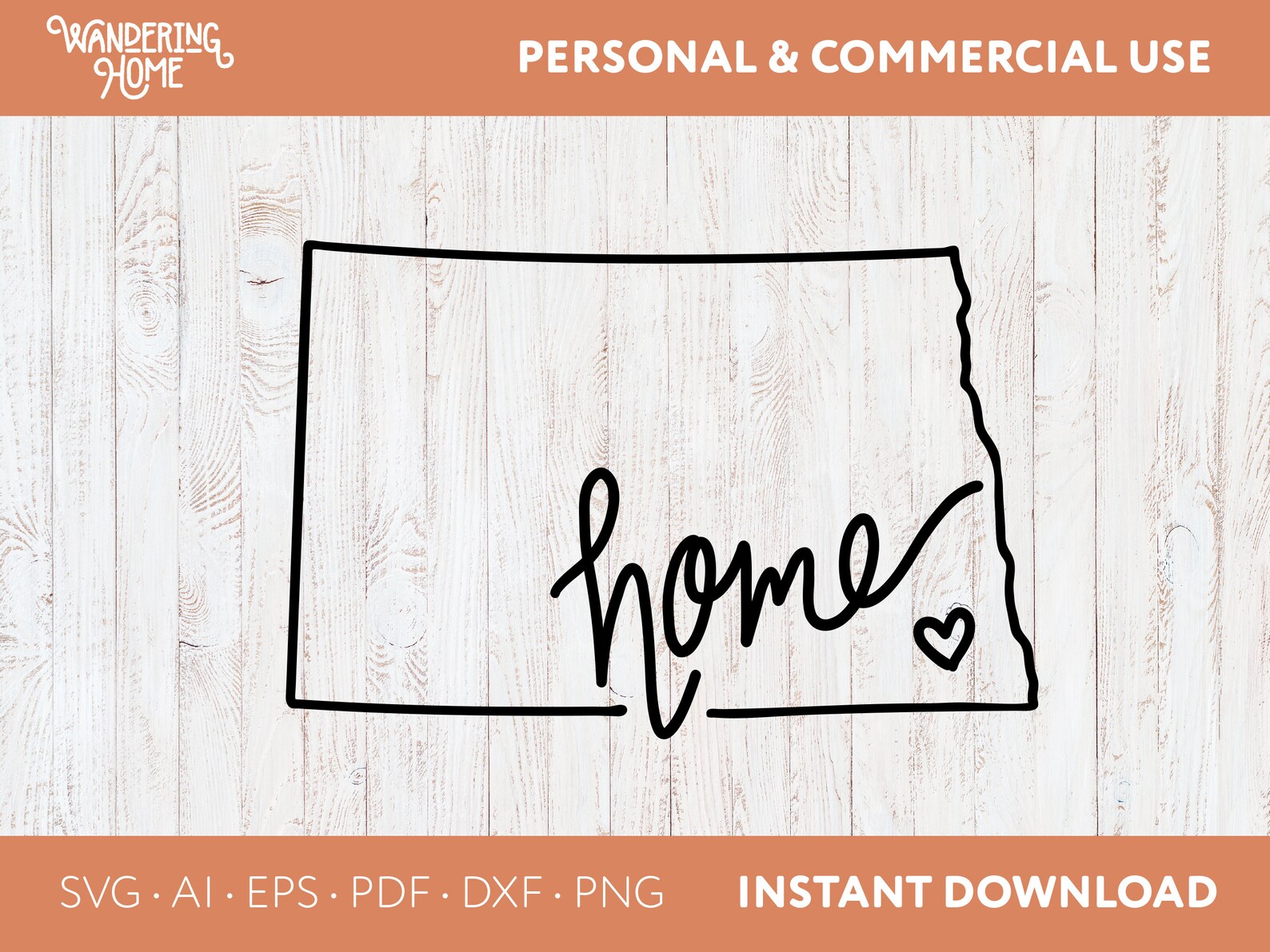 North Dakota SVG Hand Lettered Minimalist | North Dakota State Outline ...