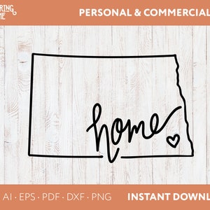 North Dakota SVG Hand Lettered Minimalist | North Dakota State Outline ...