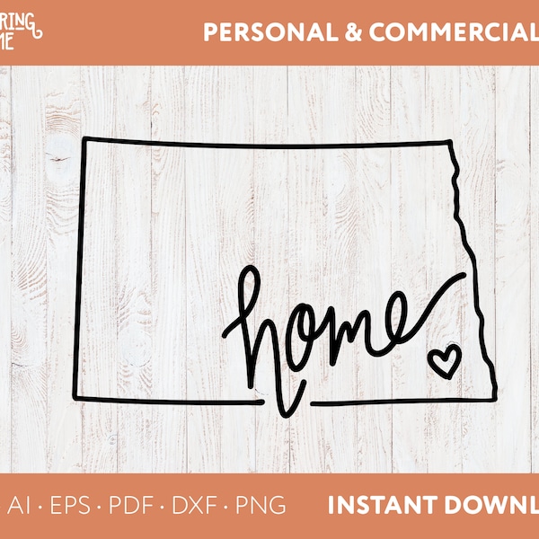 North Dakota Outline - Etsy