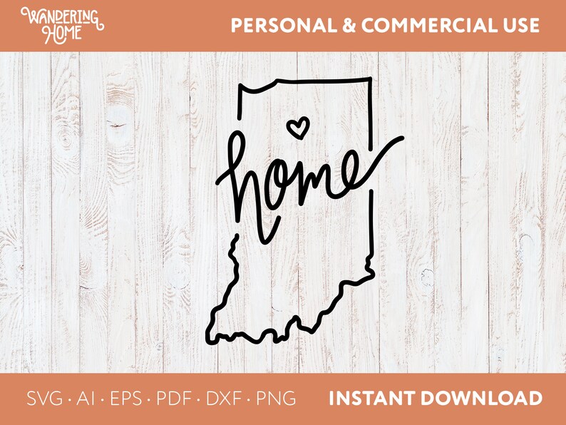 Indiana SVG Hand Lettered Minimalist | Indiana State Outline Svg, Png ...