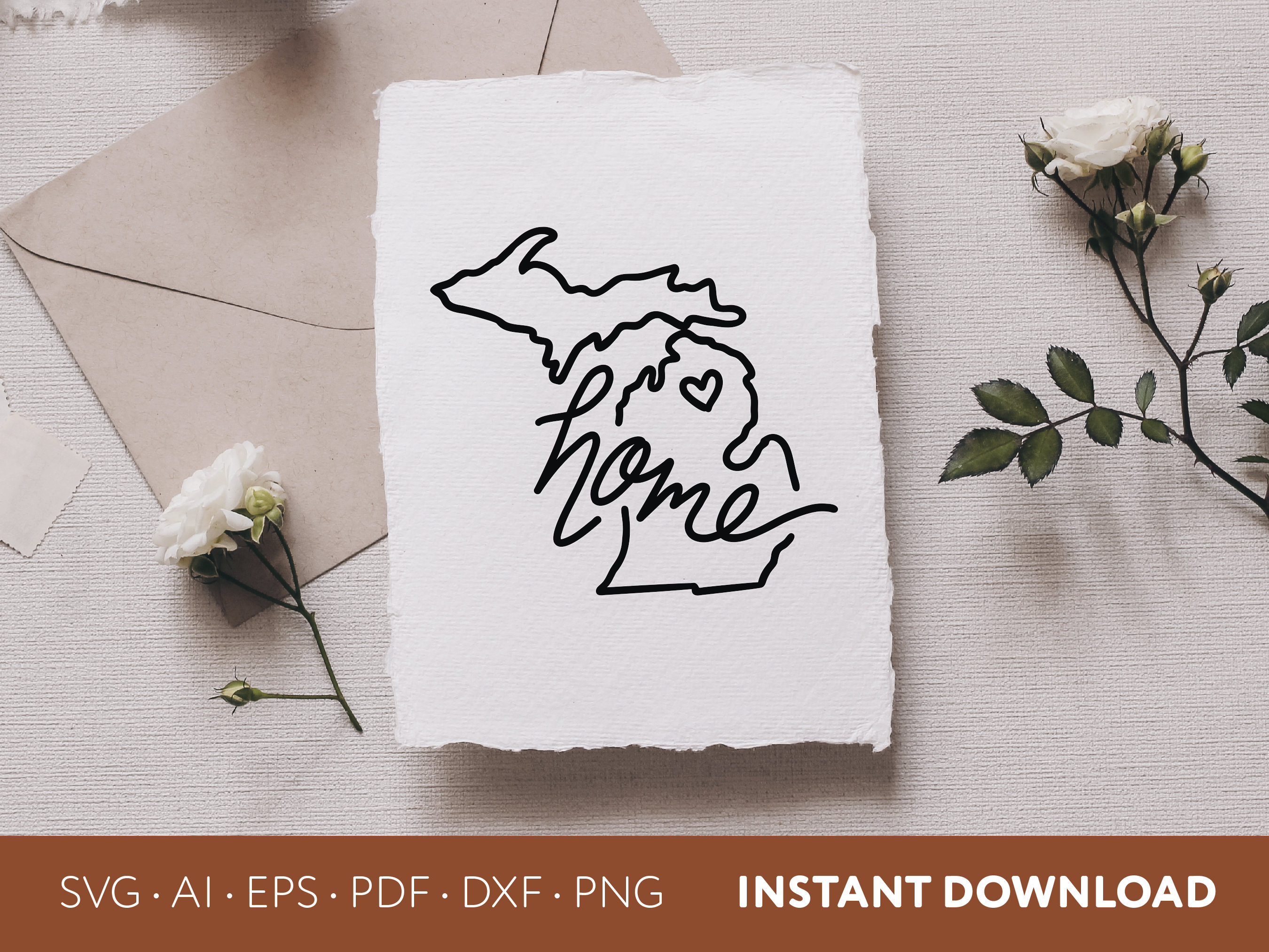 Michigan SVG Hand Lettered Minimalist | Michigan State Outline Svg, Png ...