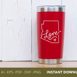 Arizona Love Hand Lettered Minimalist State Outline Clipart Svg, Png ...