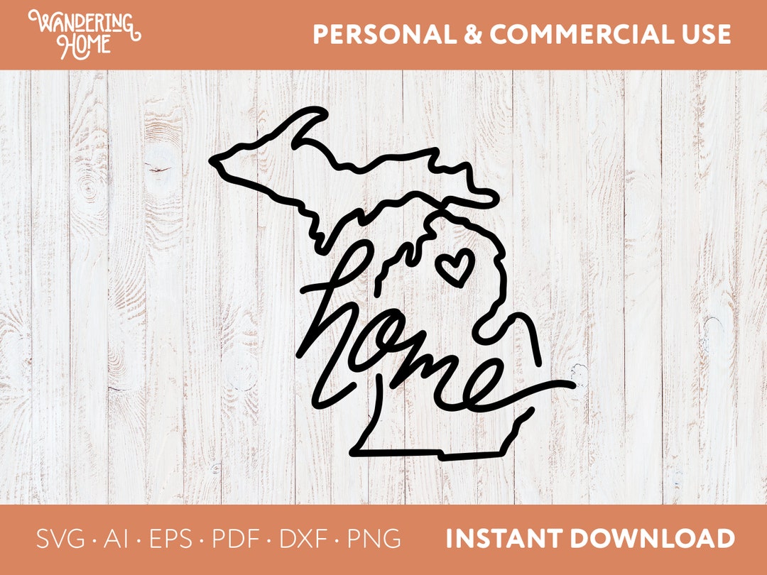Michigan SVG Hand Lettered Minimalist | Michigan State Outline Svg, Png ...