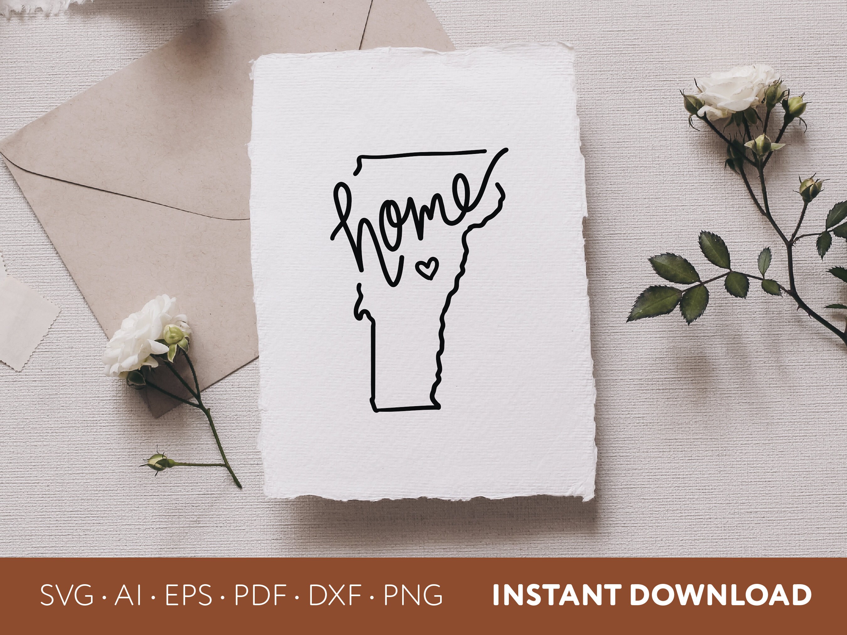 Vermont SVG Hand Lettered Minimalist | Vermont State Outline Svg, Png ...