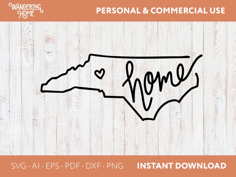 North Carolina SVG Hand Lettered Minimalist North Carolina State ...