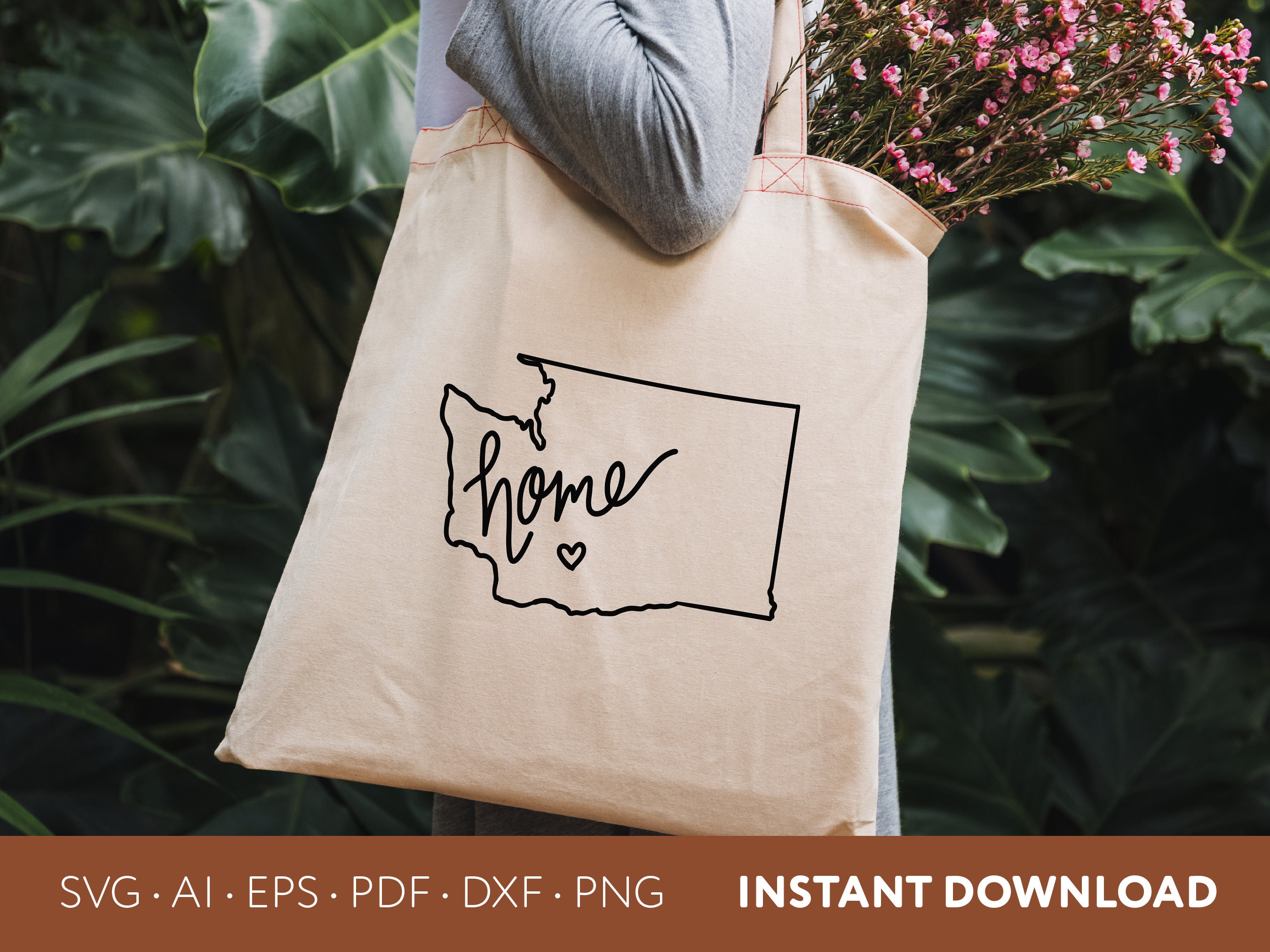 Washington SVG Hand Lettered Minimalist Washington State Outline Svg ...