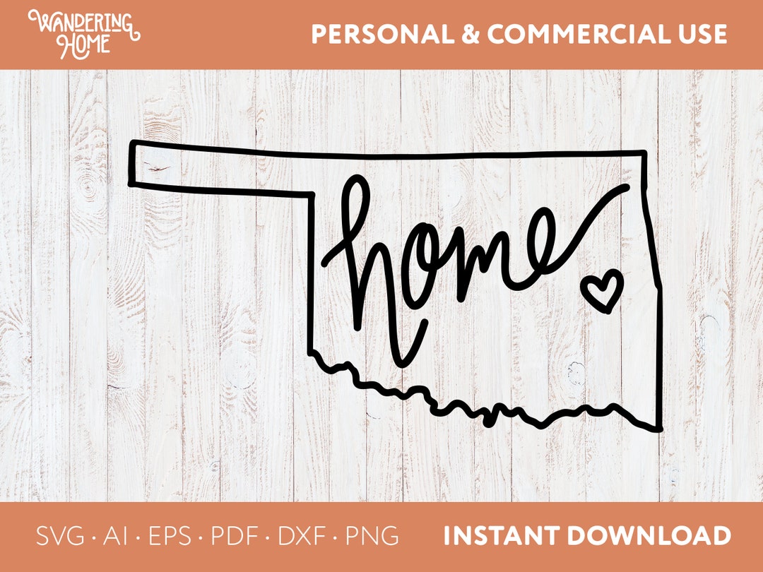 Oklahoma SVG Hand Lettered Minimalist | Oklahoma State Outline Svg, Png ...