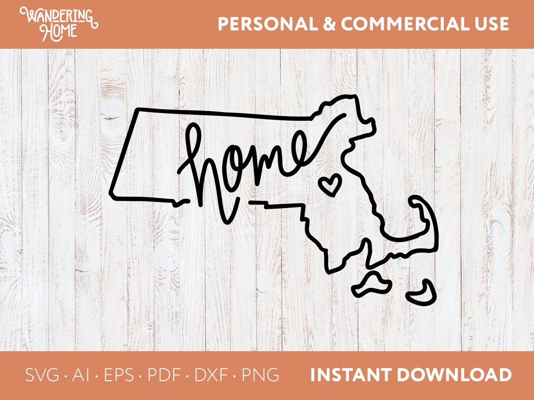 Massachusetts SVG Hand Lettered Minimalist | Massachusetts State ...