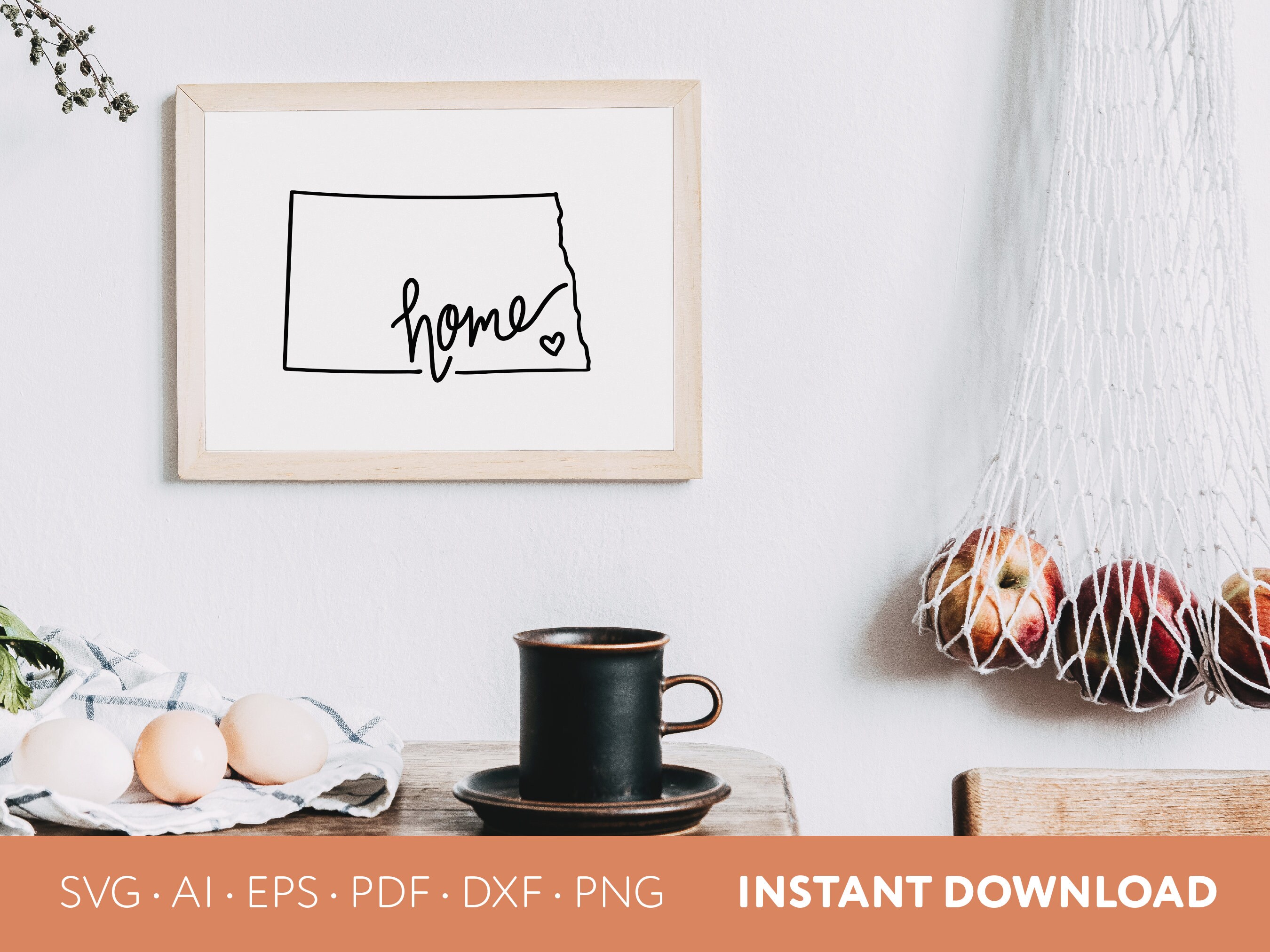 North Dakota SVG Hand Lettered Minimalist | North Dakota State Outline ...