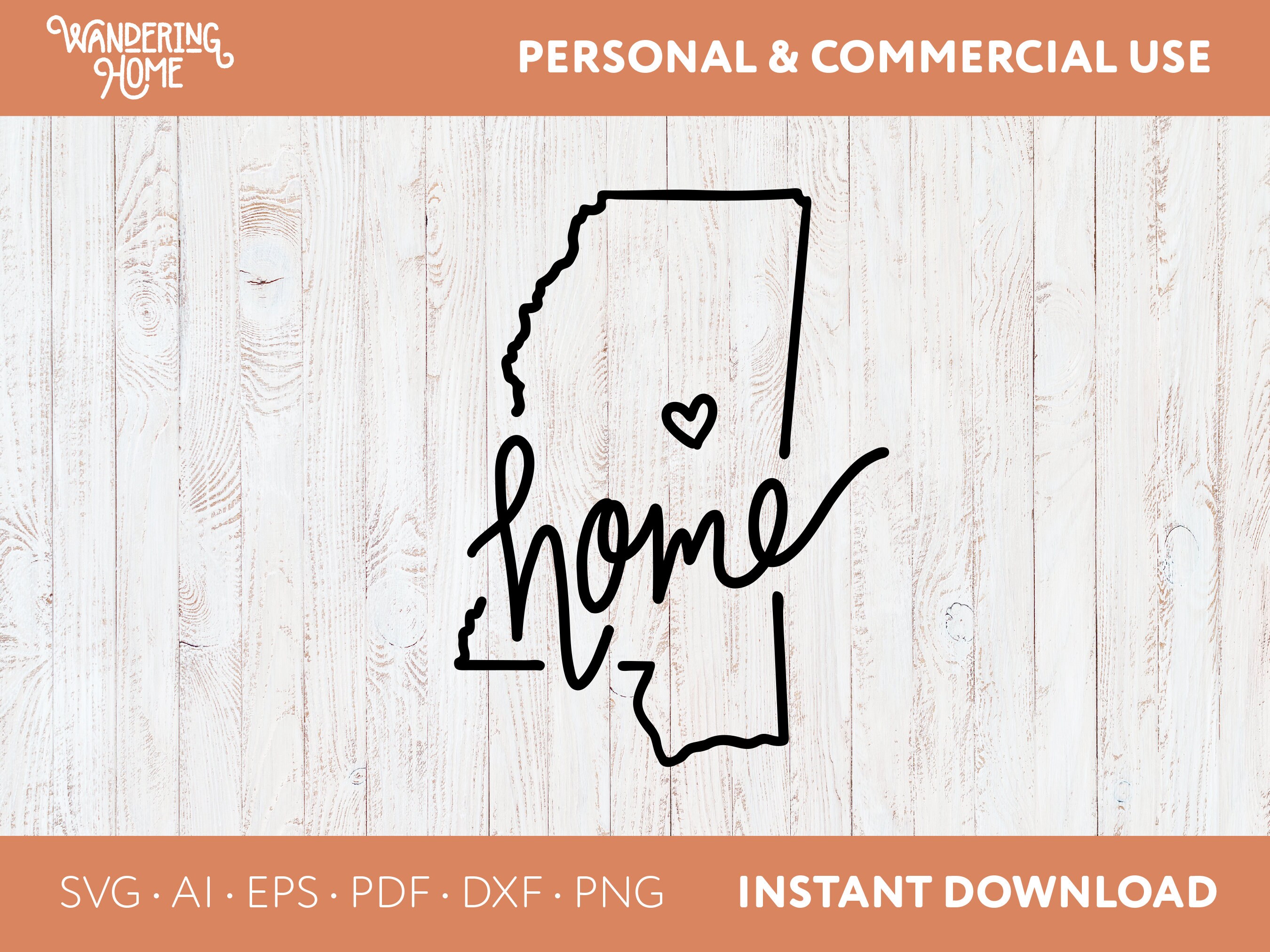 Mississippi SVG Hand Lettered Minimalist Mississippi State Outline Svg ...