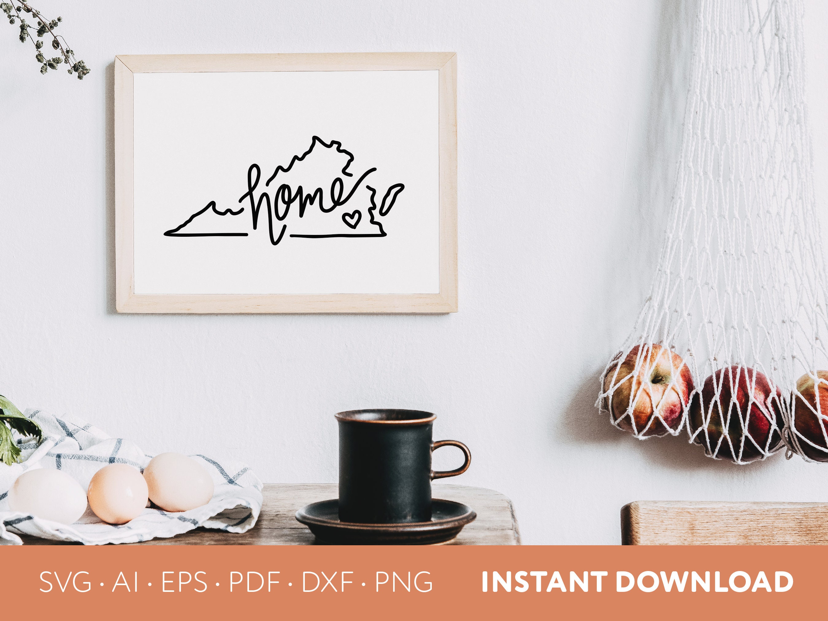 Virginia SVG Hand Lettered Minimalist Virginia State Outline Svg, Png ...