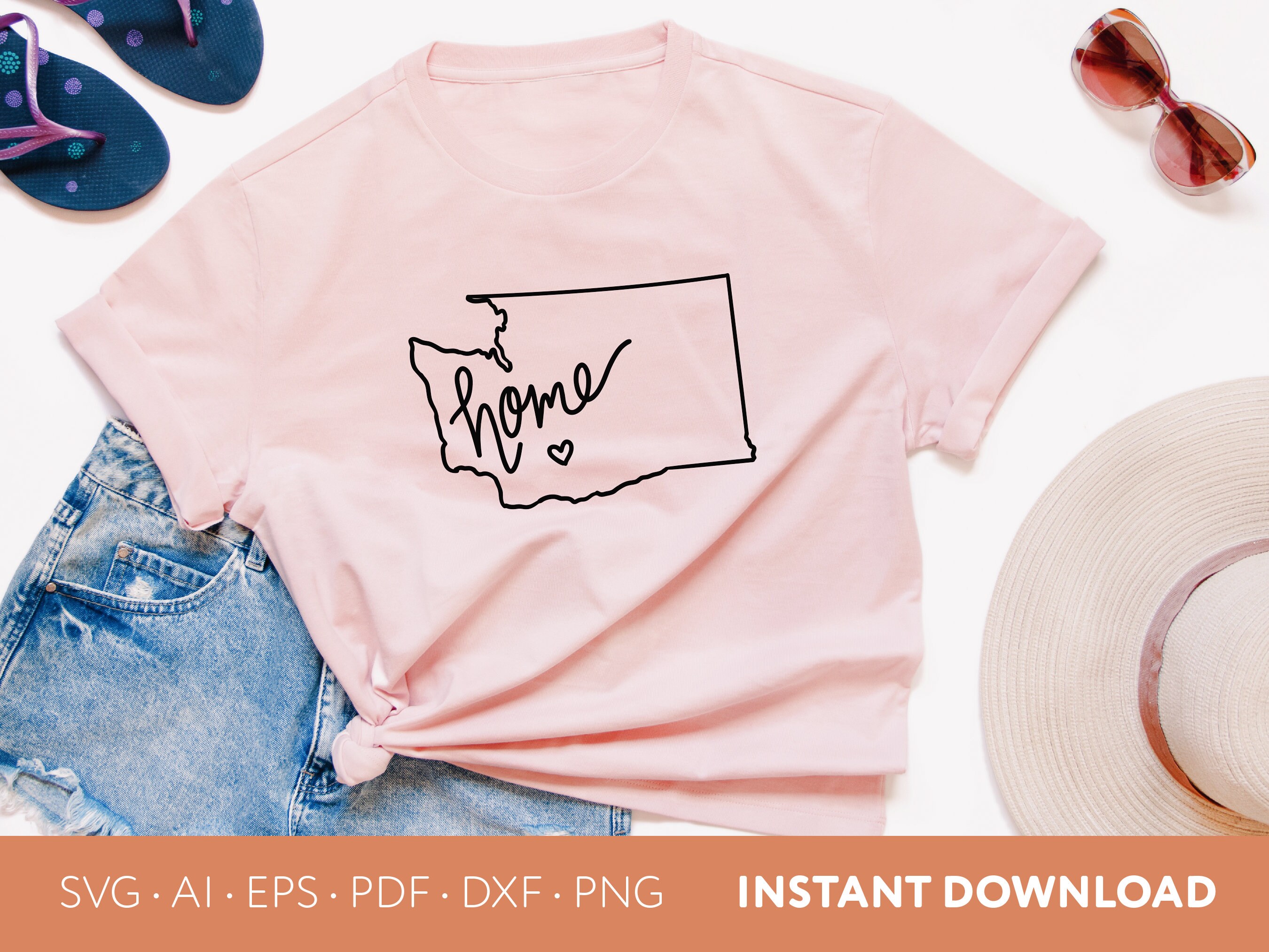 Washington SVG Hand Lettered Minimalist Washington State Outline Svg ...