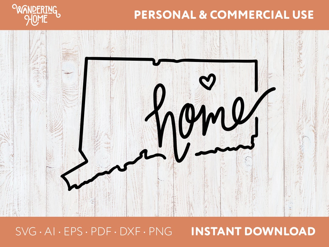Connecticut SVG Hand Lettered Minimalist | Connecticut State Outline ...