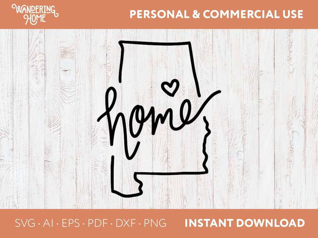 Alabama SVG Hand Lettered Minimalist | Alabama State Outline Svg, Png ...