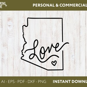 Arizona Love Hand Lettered Minimalist State Outline Clipart Svg, Png ...