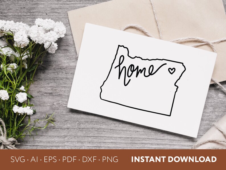 Oregon SVG Hand Lettered Minimalist Oregon State Outline Svg, Png, Eps ...