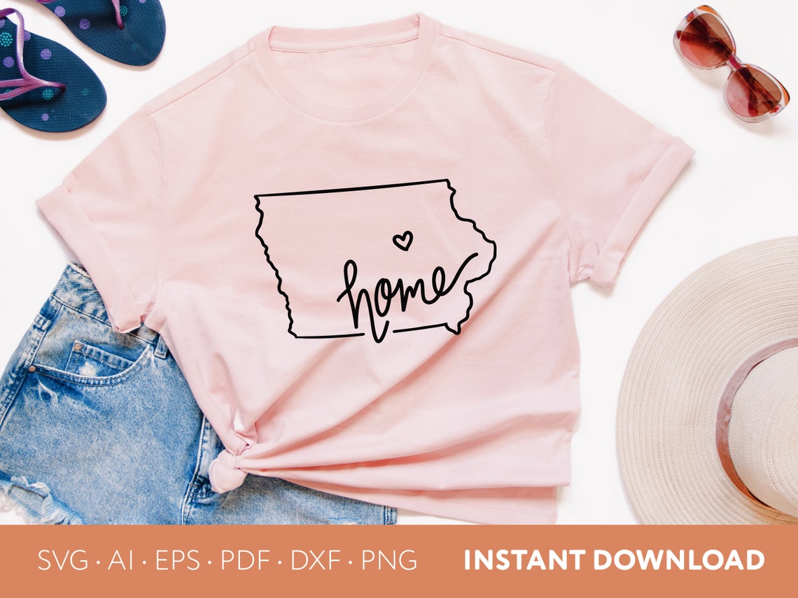 Iowa SVG Hand Lettered Minimalist Iowa State Outline Svg, Png, Eps, Dxf ...