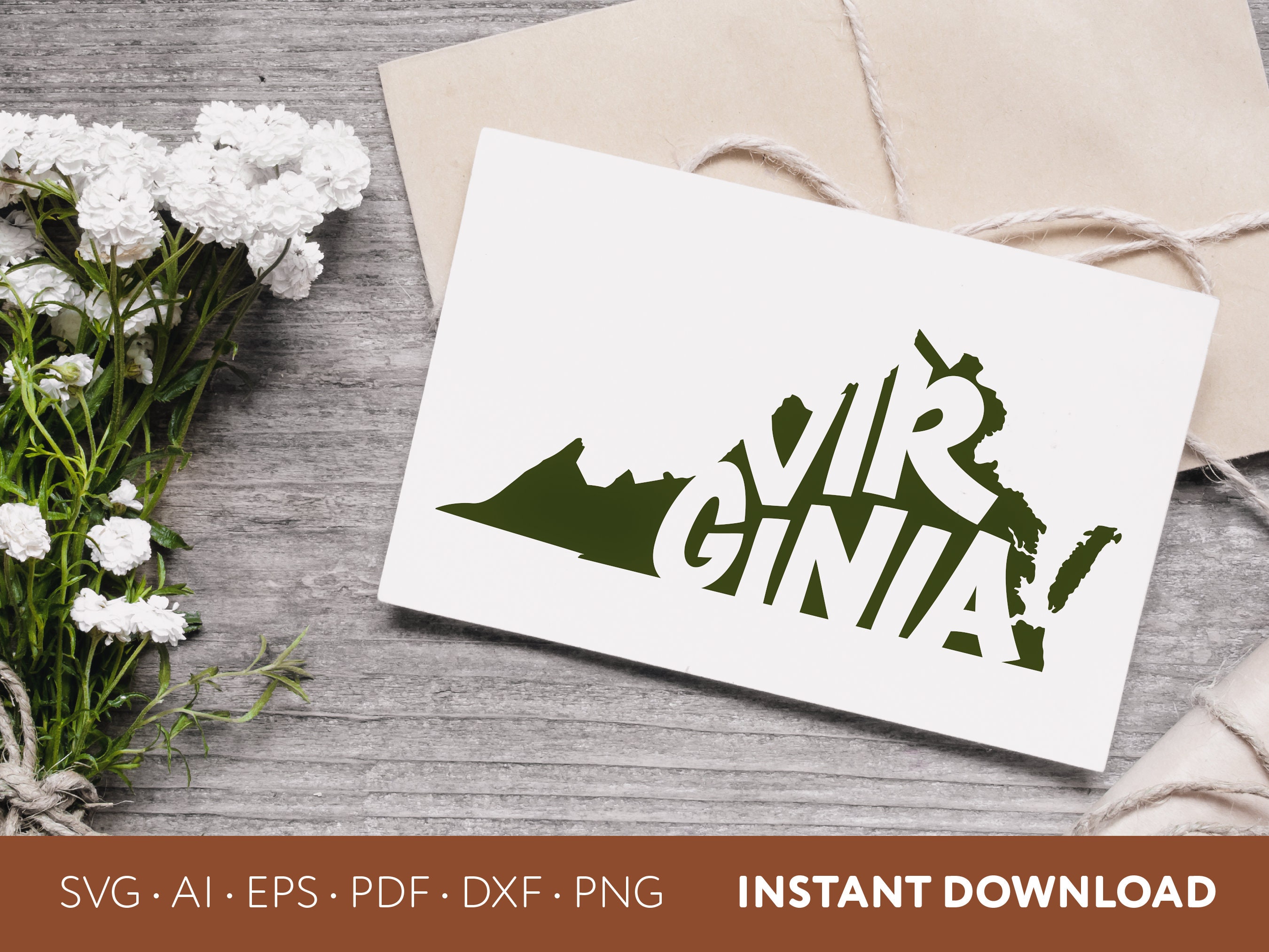 Virginia Hand Lettered Retro Negative Space Virginia State - Etsy