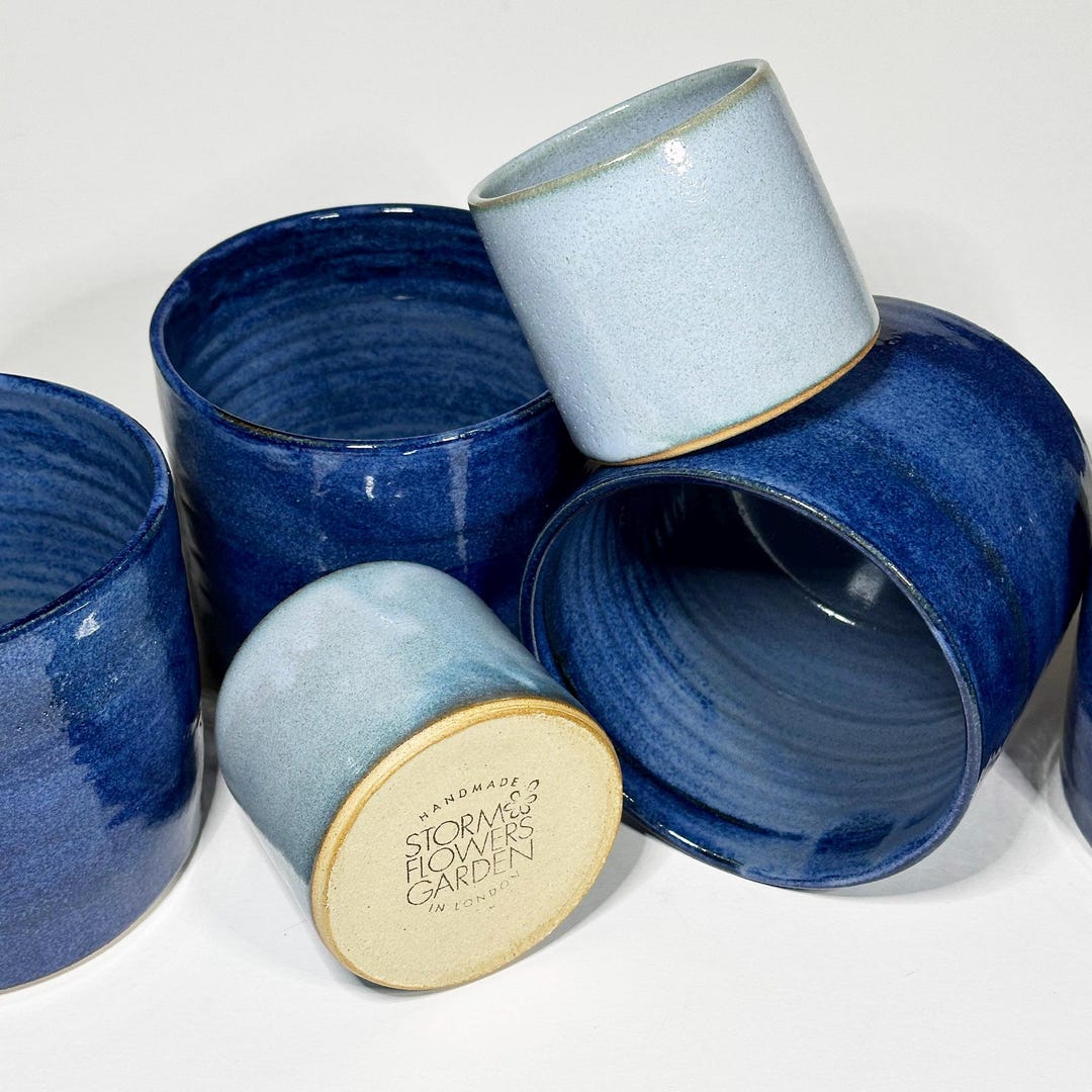 Large Cobalt Blue Handmade Ceramic Plant Pot | 12cm Diameter - Etsy