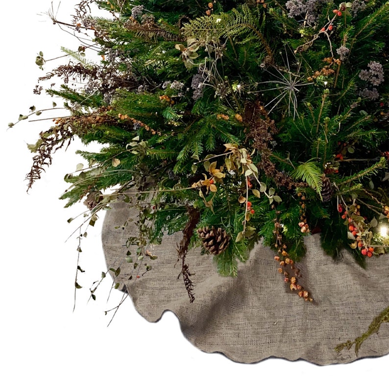 Natural Hessian Christmas Tree Skirt: Rustic Holiday Decor (112cm) - Etsy