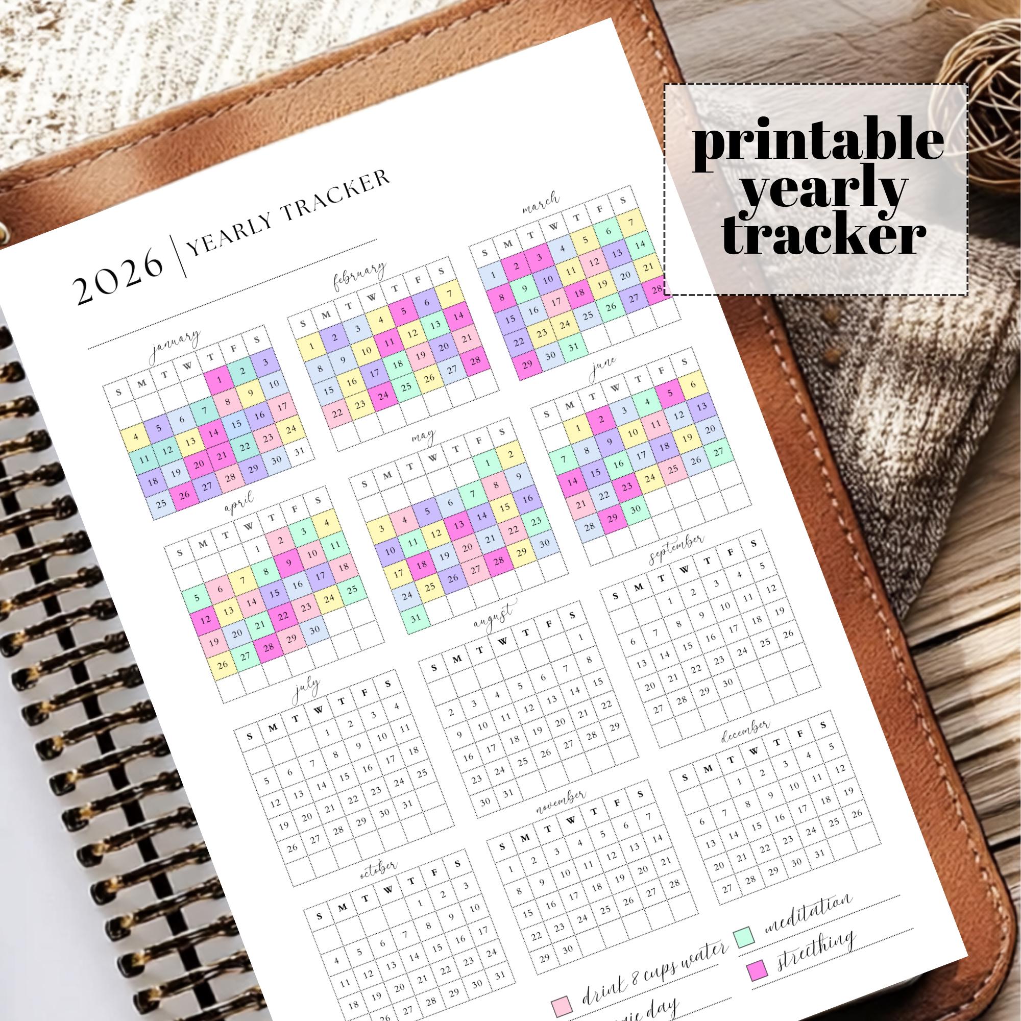 Printable Year in Pixel Habit Tracker PDF Instant Download: A4 US ...
