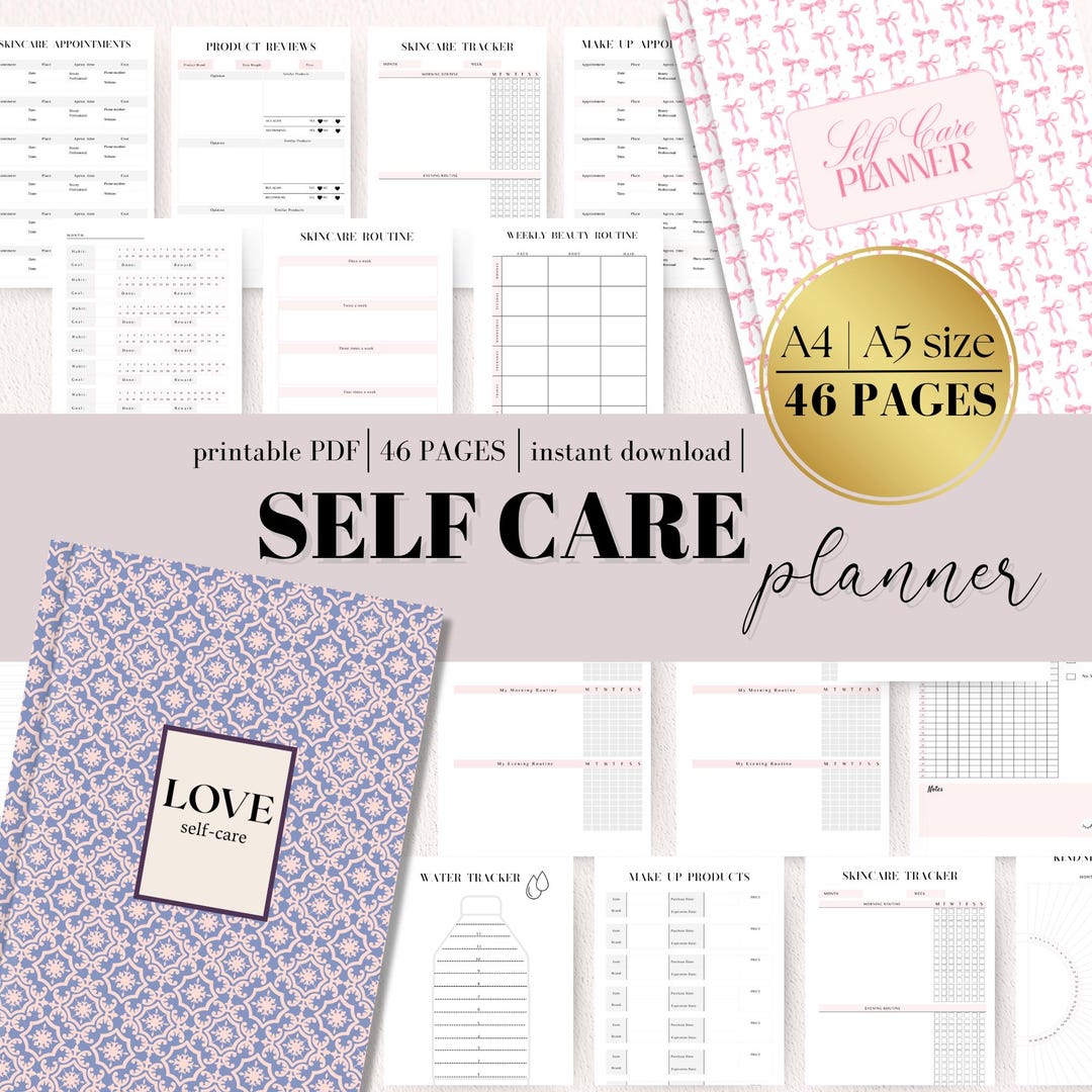Self Care Checklist Bundle Printable, Daily Self-care Planner, Self ...