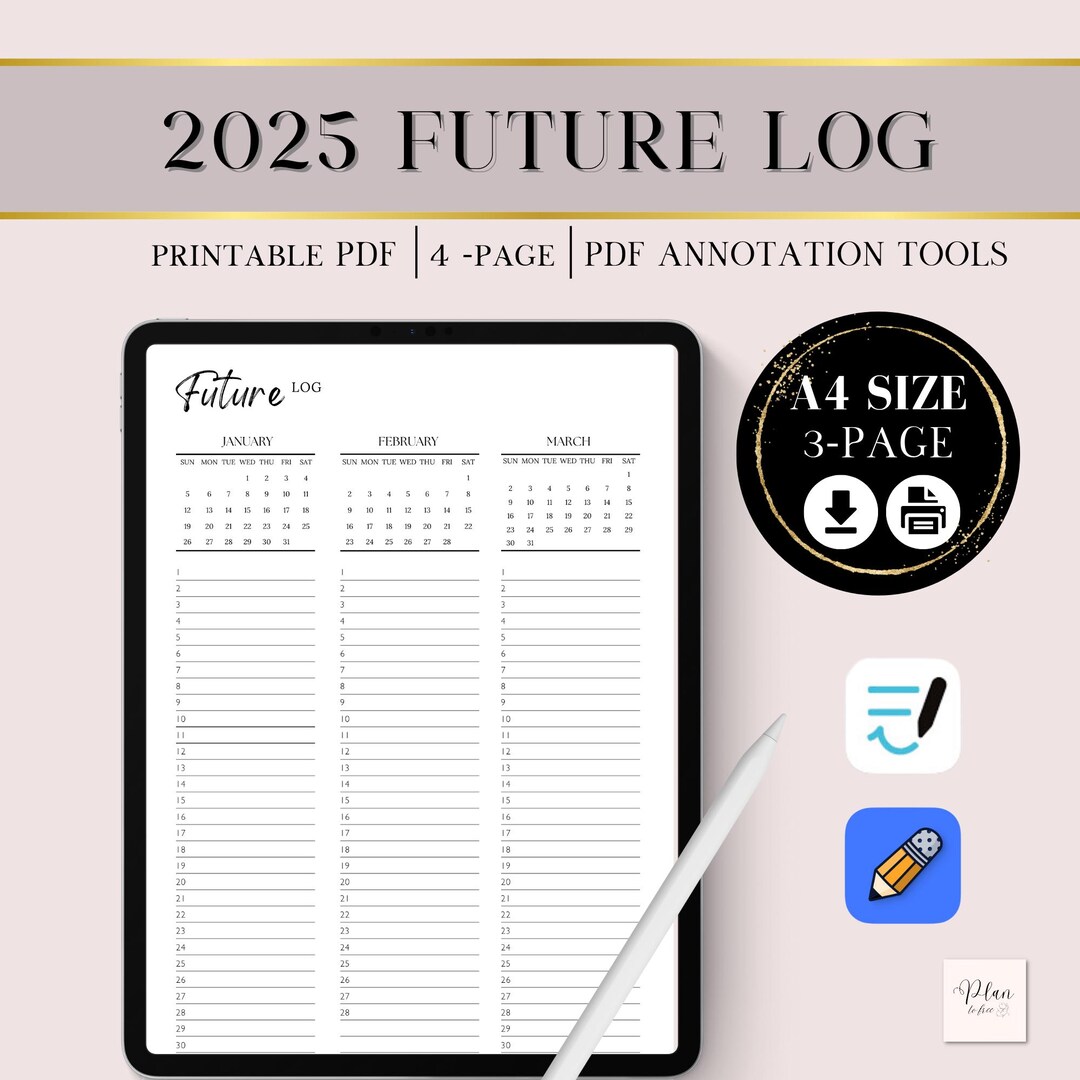 2025 Printable Future Log, Yearly Planner, Annual Overview, Quarterly ...