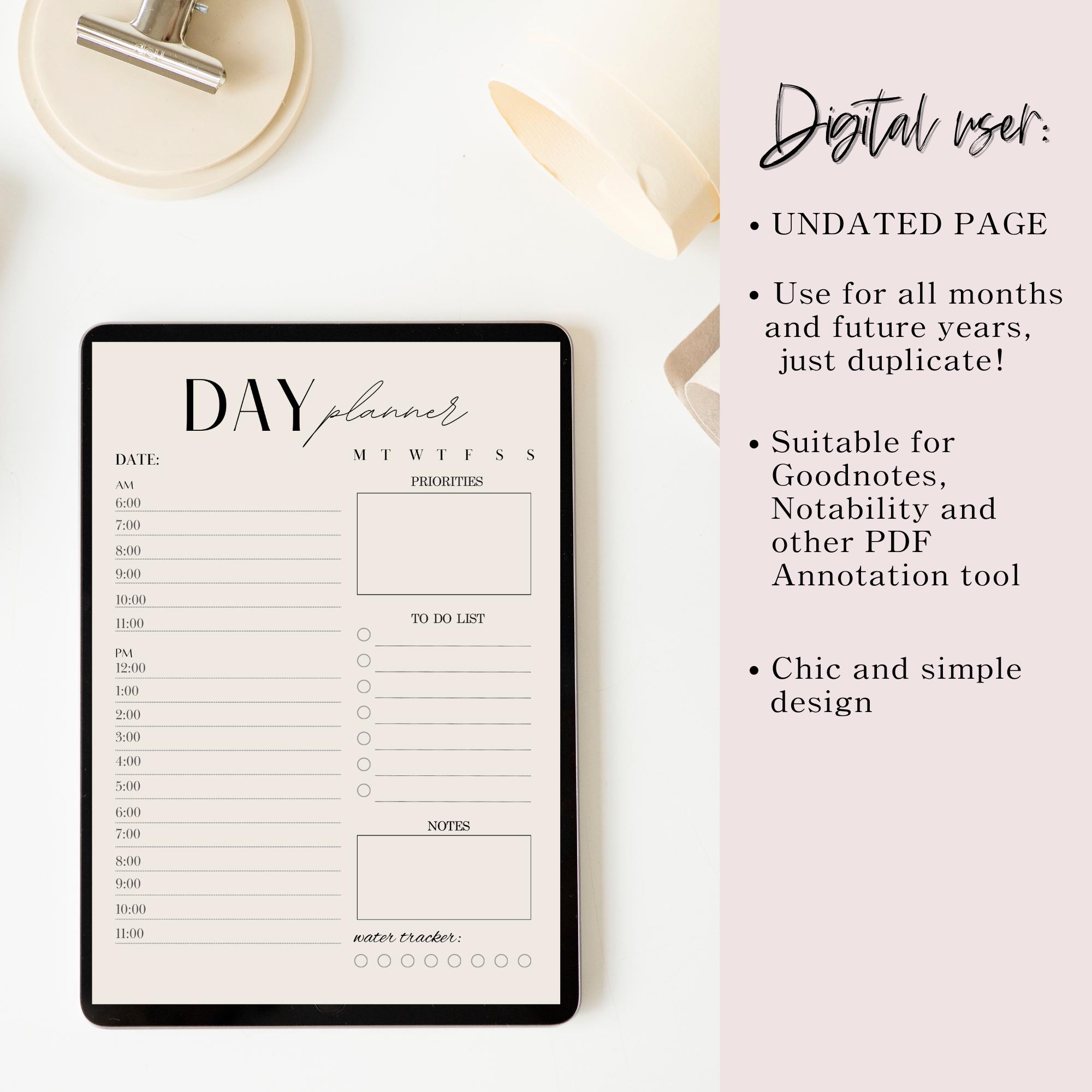 DAY PLANNER PRINTABLE, Simple Daily Planner Printable, Daily Schedule ...
