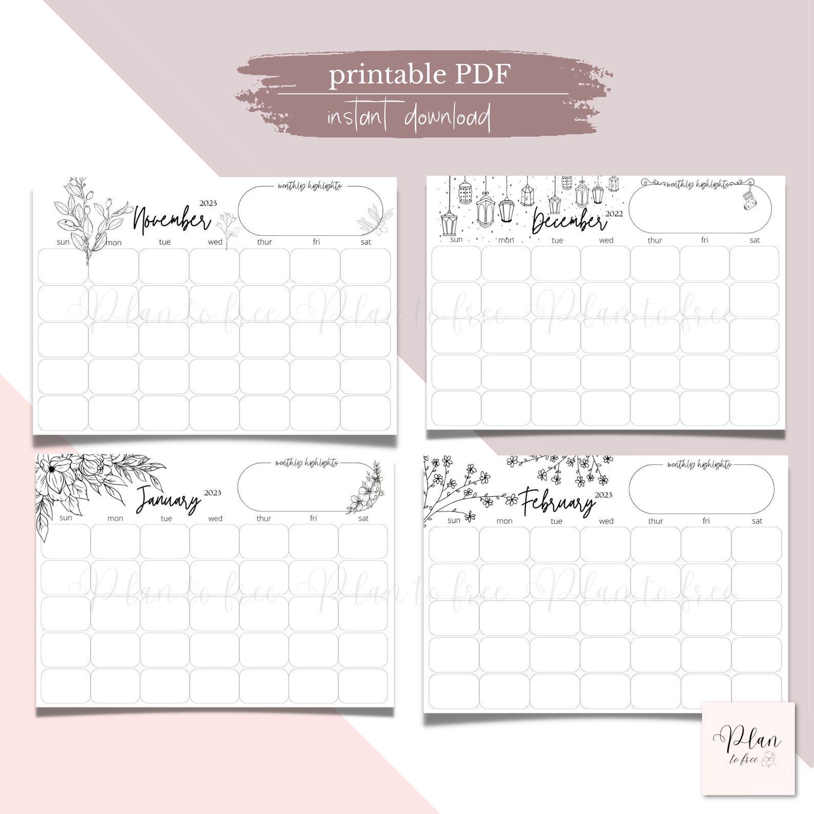 2023 PRINTABLE CALENDAR 2023 Monthly Planner Floral Monthly - Etsy
