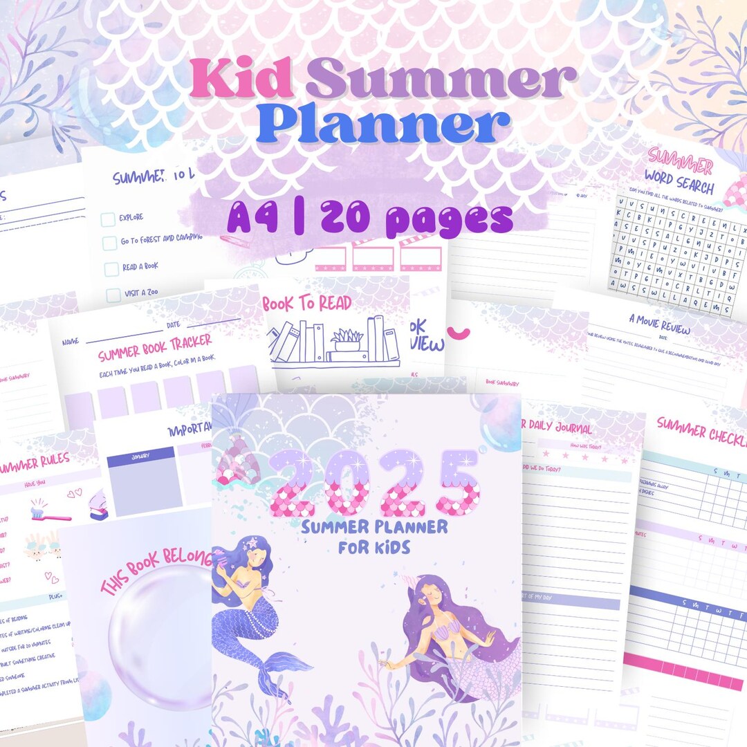 Printable Editable SUMMER 2025 Planner Bundle, Girl Summer Calendar ...