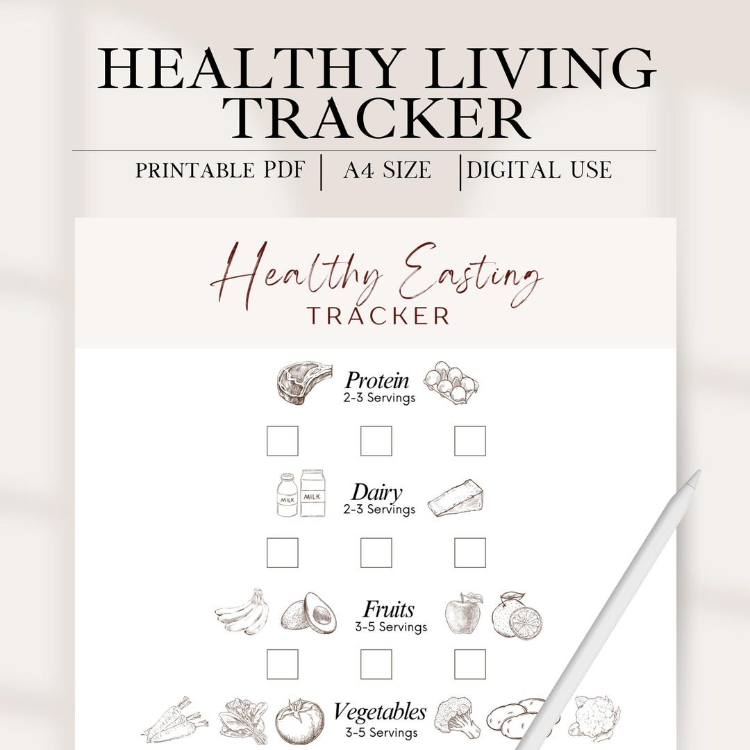 Printable Healthy Eating Tracker, Food Pyramid Tracker, Daily Nutrition ...