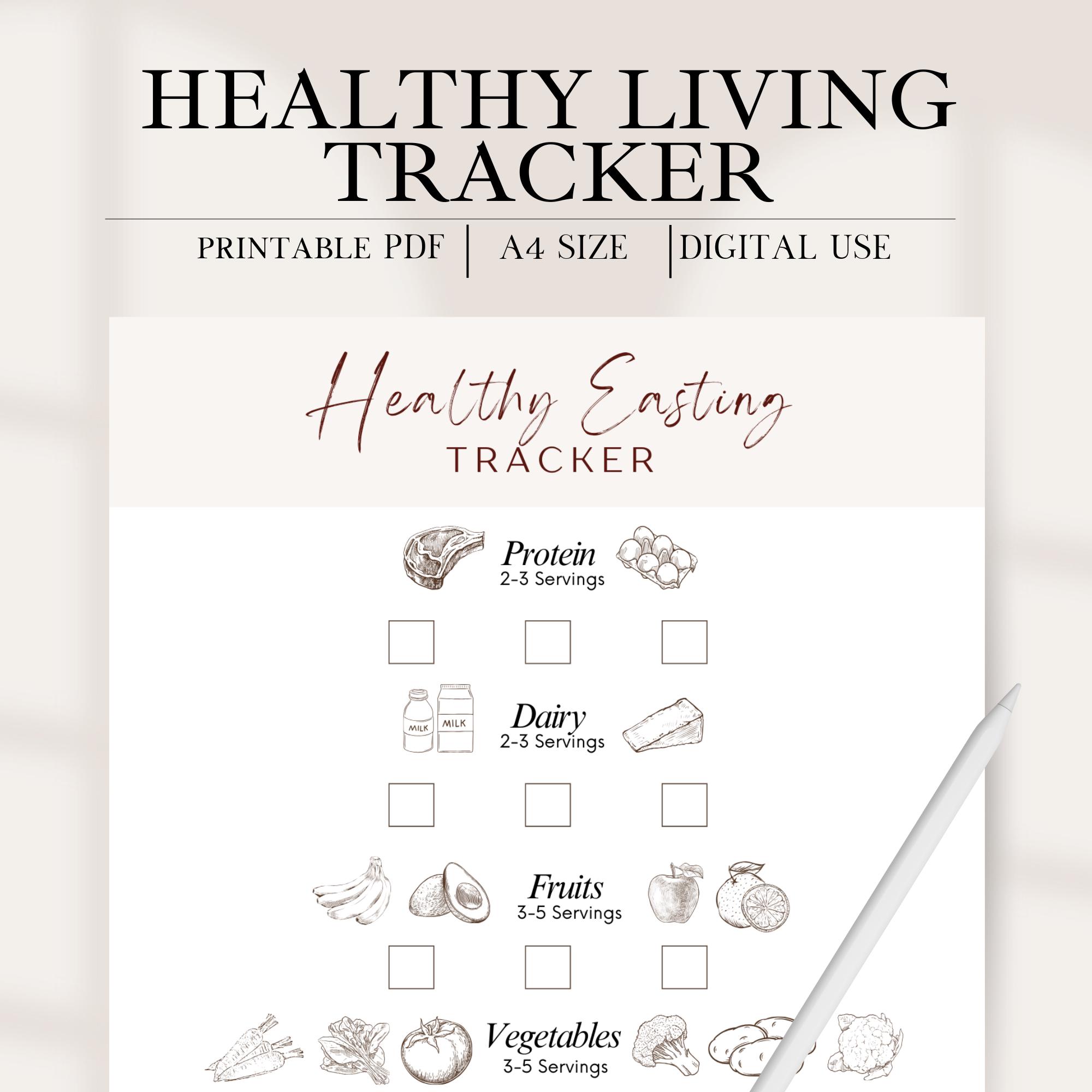 Printable Healthy Eating Tracker, Food Pyramid Tracker, Daily Nutrition ...