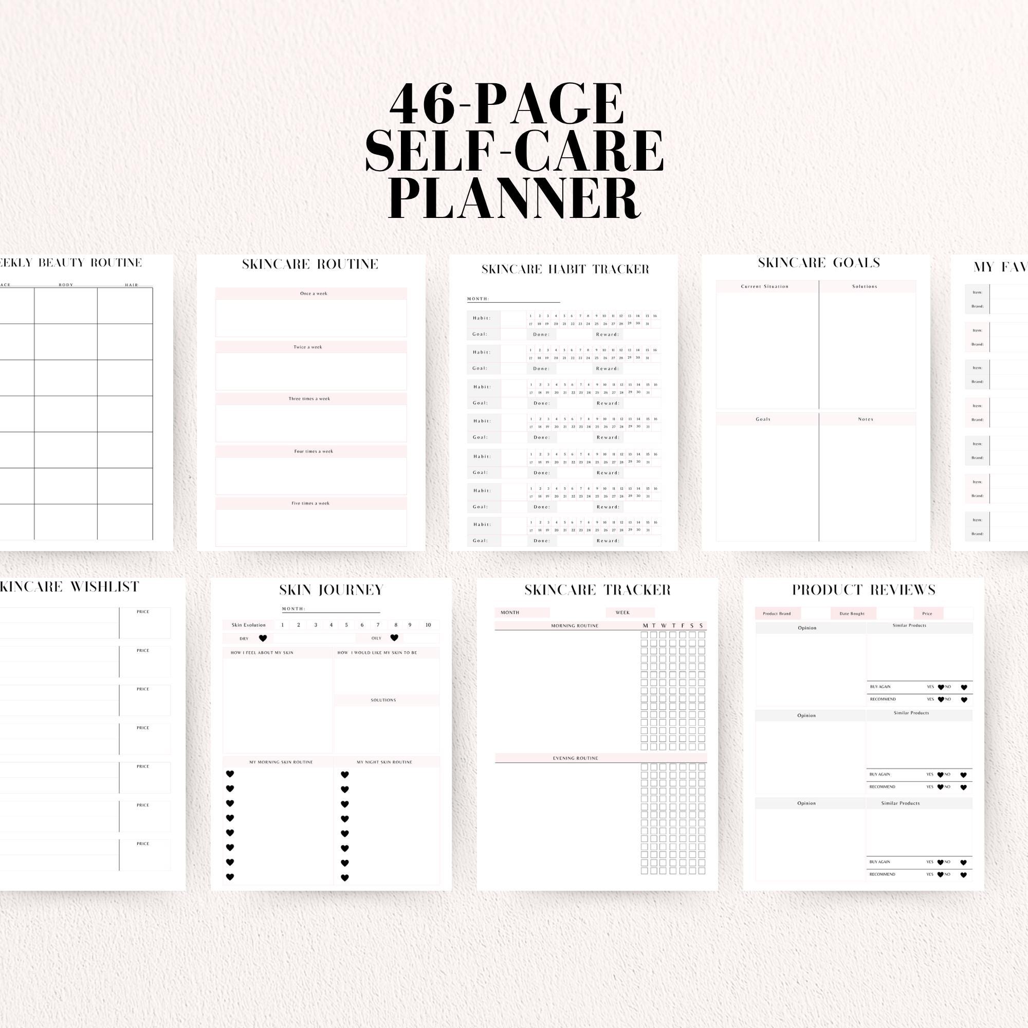 Self Care Checklist Bundle Printable, Daily Self-care Planner, Self ...