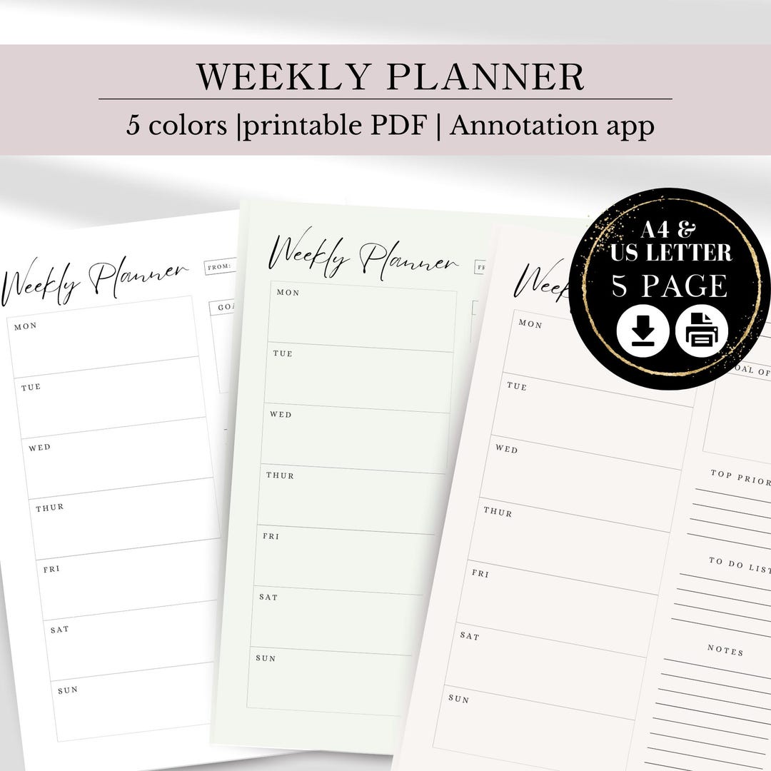 Weekly Organizer Printable, Weekly Schedule, Weekly Planner Printable ...
