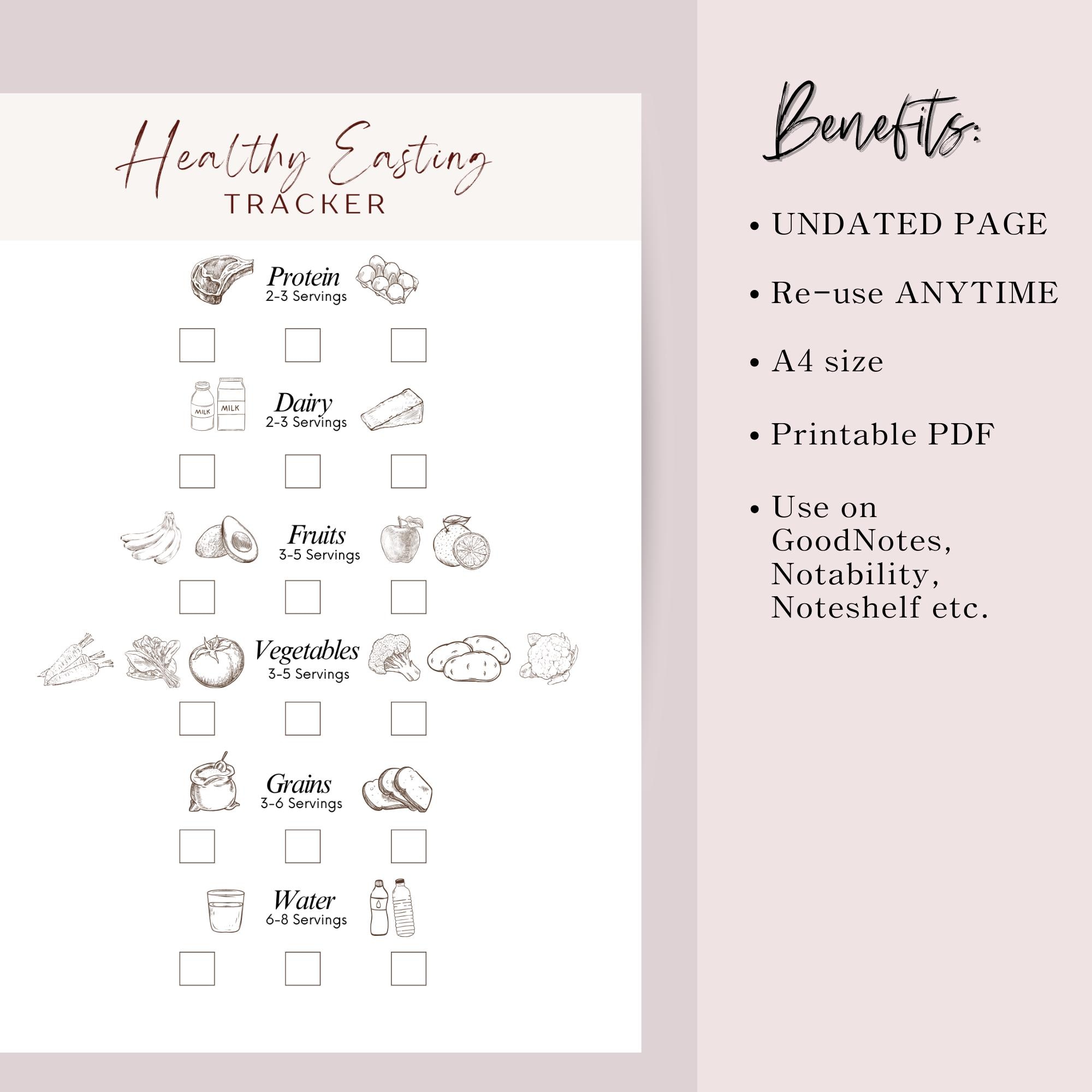 Printable Healthy Eating Tracker, Food Pyramid Tracker, Daily Nutrition ...