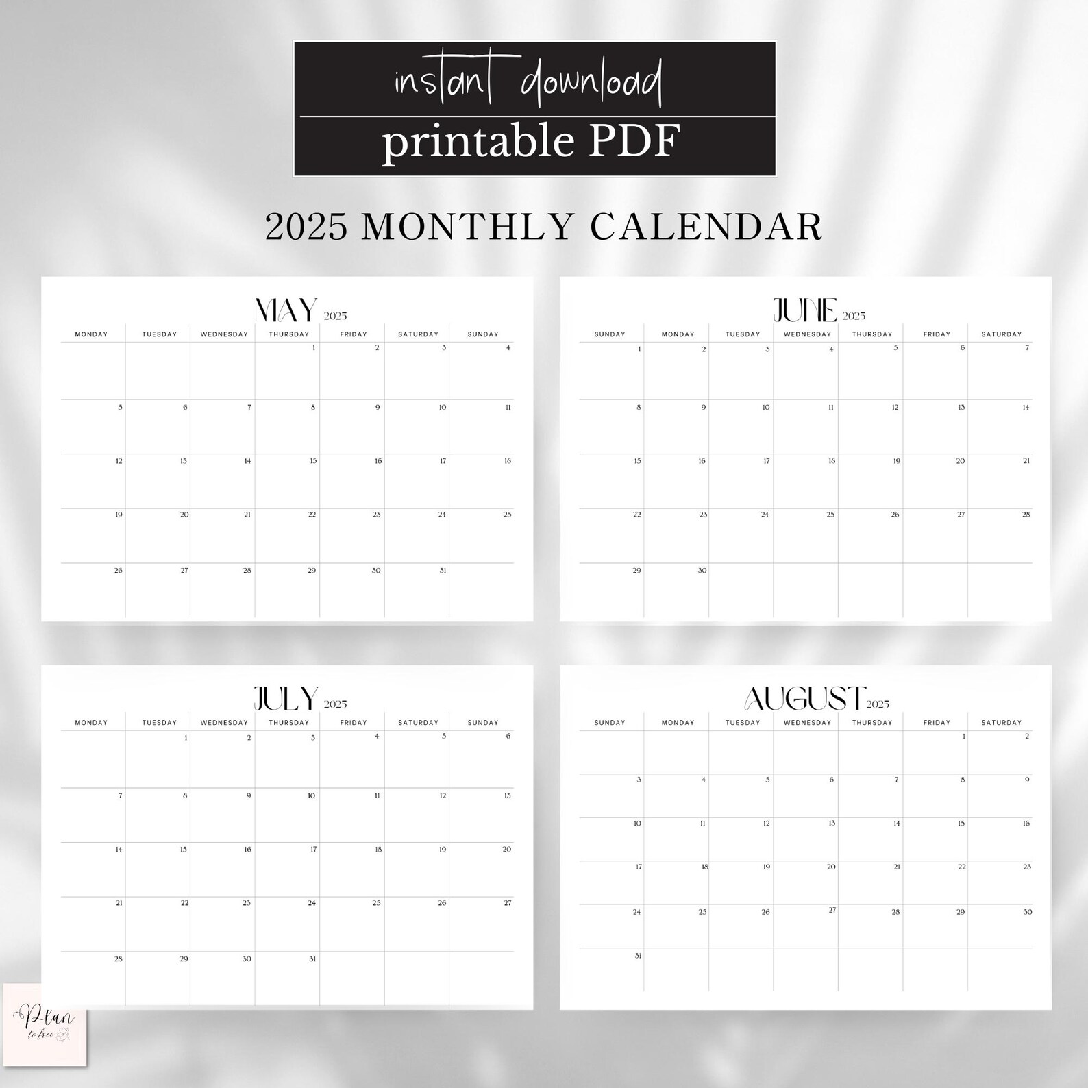 Printable 2025 Monthly Planner, Digital Calendar Pages Pdf, Notes ...