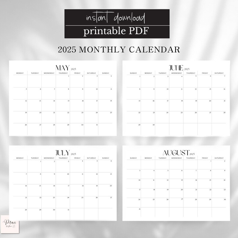 Printable 2025 Monthly Planner, Digital Calendar Pages Pdf, Notes ...