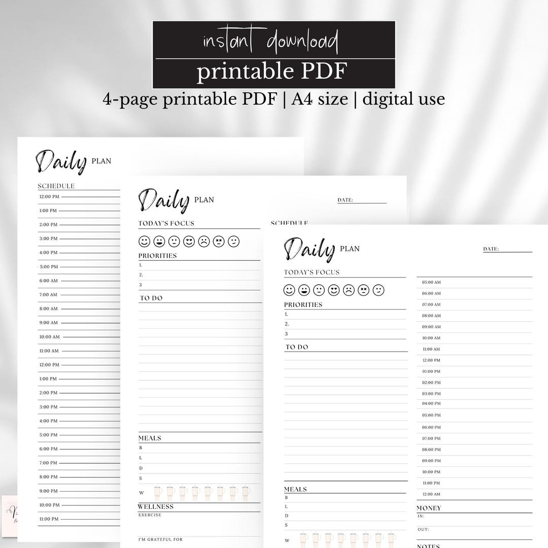 2025 Daily Planner Printable, Daily Agenda, Productivity Planner ...