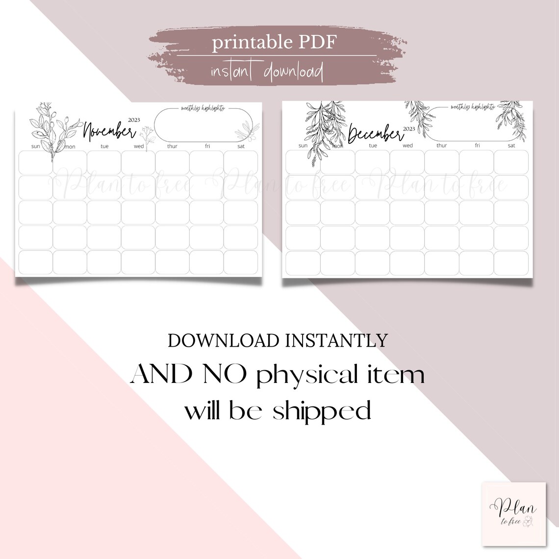 2023 PRINTABLE CALENDAR 2023 Monthly Planner Floral Monthly - Etsy